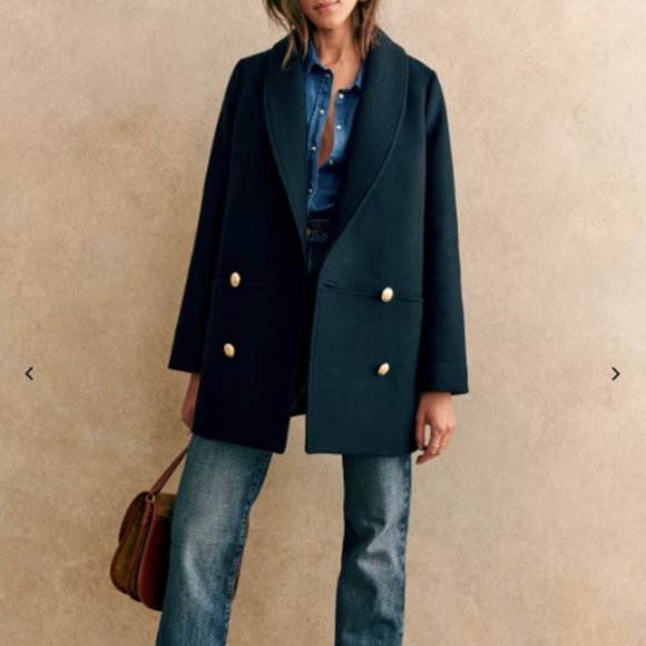 Sezane | Jackets & Coats | Sezane James Coat In Navy | Poshmark